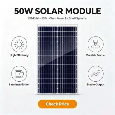 China Heavy‑Duty 50W Solar Panel Aluminium Frame Tempered Glass for Boat & Garden Lighting for sale