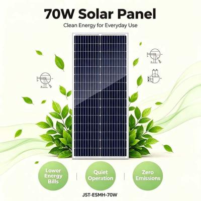China 70W Monocrystalline Solar Panel Pre‑Drilled Mount Holes Easy‑Install Backyard Shed Solar Charging Panel for sale