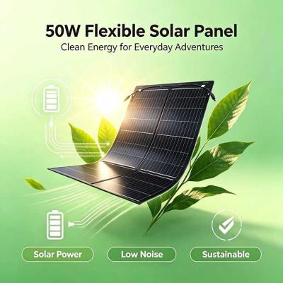 China 50W Portable Waterproof Flexible Solar Panel, Fold‑Up Solar Charger for 12V Battery, Power Station & Outdoor Devices for sale
