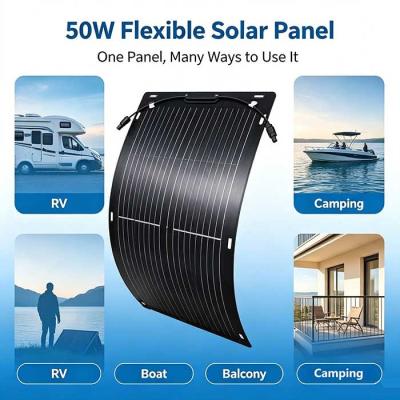 China 50W Space‑Saving Roll‑Fold Flexible Solar Panel, Lightweight Solar Charger for RV Trips, Yachts & Backyard Sheds for sale