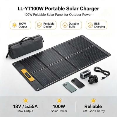 China 105W Waterproof Folding Solar Power Charger, Portable Off‑Grid Solar Panel for Long Camping Trips for sale