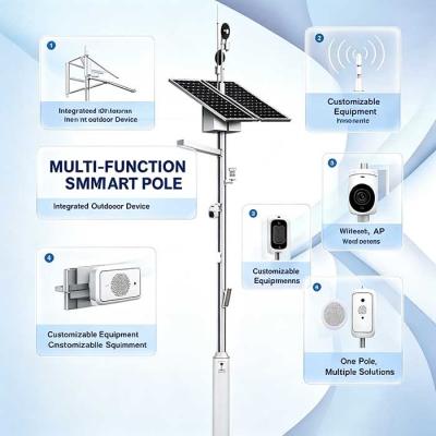 China Gigabit Long‑Range Wireless CPE Solar Smart Pole | 10‑15KM Transmission, Outdoor WiFi Hotspot for sale