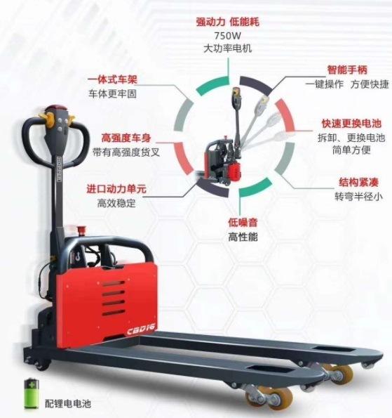 Power Battery Operated 1500kgs Hybrid Pallet Truck with Lithium Battery