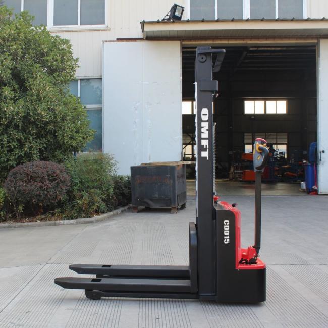 Electric Power Pallet Stacker Walkie Type Full Electric Pallet Stacker Battery Operated 1.5 T 1.5 Ton for Very Narrow Aisle