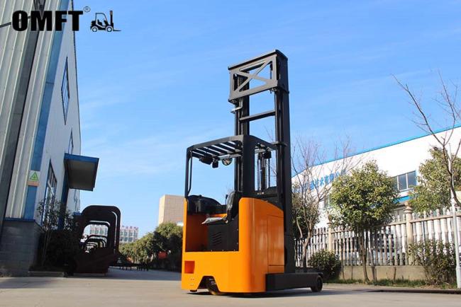 Omft Brand Factory Battery Powered Electric 11m 12m Reach Truck Forklift Pallet Rack Stacking Lift Truck Stacker