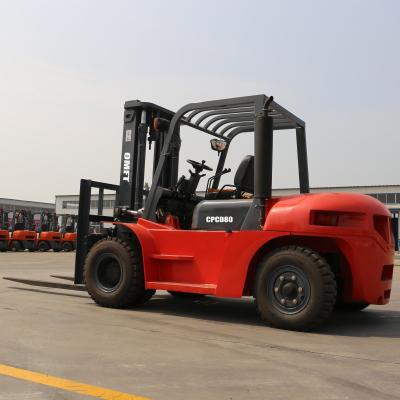 China 8 toneladas Mitsubishi Isuzu Motor empilhadeira com Triplex Full Free Mast e Grampos CPCD80 à venda