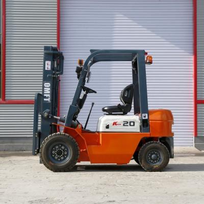 China 2 ton diesel vorkheftruck met 5m 5000mm Drie-stappen vol vrije mast Triplex vol vrije mast Te koop