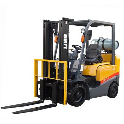 China 2.5ton Tcm Modelo Omft Gas Gasolina GLP Propano Gasolina Colchón neumático carretilla elevadora con abrazadera en venta
