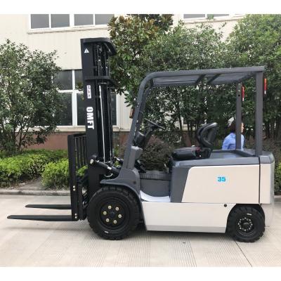 Cina Camion elettrico da forchetta di 3500 kg di capacità con mastello triplo di 5,5 m e 5500 mm e sollevamento libero in vendita