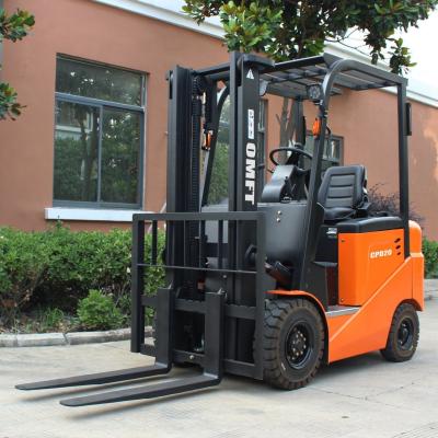 China 3650 mm Min. Breite des rechten Winkels Stapeln 2 Tonnen 2000 kg Elektrischer Gabelstapler mit Wechselstrommotoren zu verkaufen
