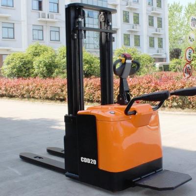 China 2ton Steel PU Battery Stacker Electric Pallet Stacker for Heavy Duty Material Handling for sale
