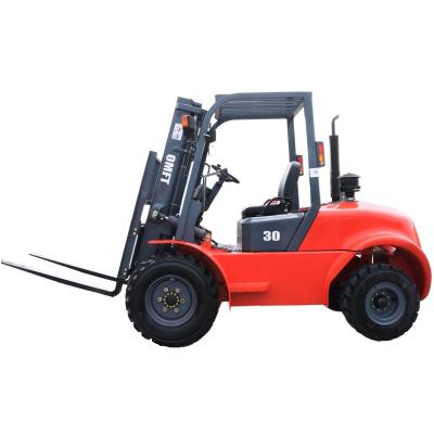 China 3 Ton 4WD Rough Terrain Diesel Forklift Truck with Pneumatic Tyre and 1220mm Fork for sale