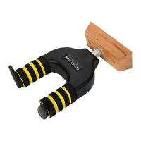 China Gravity Lock Guitar Hanger With Solid Wood Base Universal Instrument Wall Bracket for sale