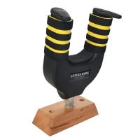 China Gravity Lock Guitar Hanger With Solid Wood Base Universal Instrument Wall Bracket for sale