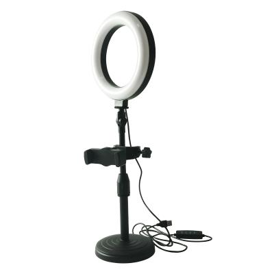 China Desktop Ring Light Phone Stand 3 Colors 9 Brightness Beauty Fill Light Retractable Live Streaming for sale
