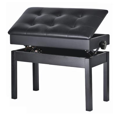 China Single Adjustable Solid Wood Piano Bench With Storage Box PU Padded Seat for sale