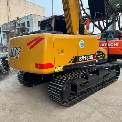 China Niedrigpreisverkauf eines Original-Hydraulikbahntypes Sany SY135 Gebrauchtbagger mit Hakenmaschine zu verkaufen