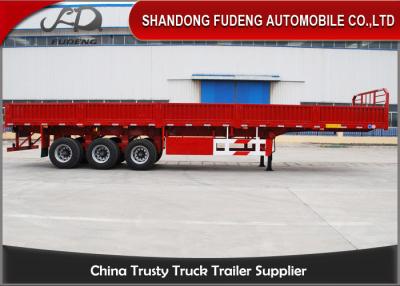 China 30-80 Tons Payload Semi Flatbed Trailers / 40ft Semi Trailer With Steel Side Wall for sale