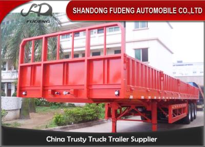 中国 側面が付いている3台の半車軸50Tons側面のトレーラー40ftの平面トレーラー 販売のため