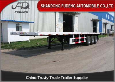 China Carbon Steel Heavy Duty Flatbed Trailer , 12 Twist Locks Flatbed Equipment Trailers  for sale