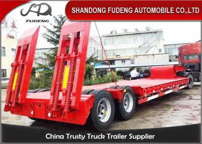 China 2 axle 40 ton low bed semi trailer ,Low loader truck trailer with mechanical ramps for sale
