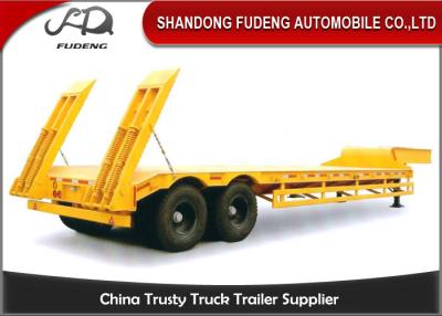 China Double axles low bed truck semi-trailer low flatbed trailer spring suspension for sale