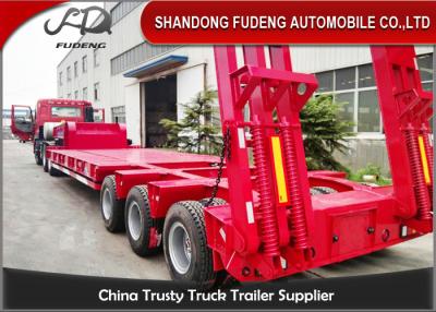 China Original Widely Lowboy Semi Trailer , Hydraulic Load Boy Trailer With Exposed Tire for sale