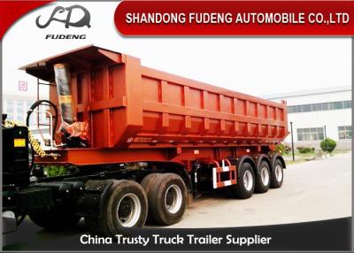 China Three Axles Rear Dump Semi Trailers , Hydraulic Tipping Tractor Trailer for sale