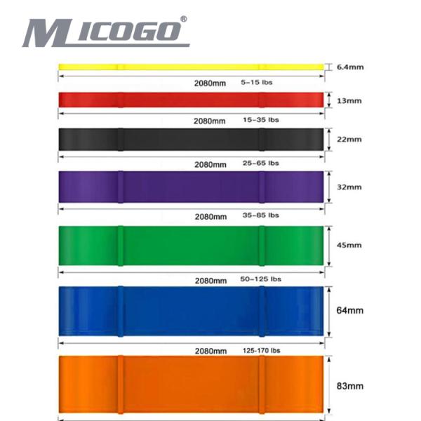 Quality Micogo Manufacture TPE Material 2080*4.5*13/21/32/44 Loop Resistance Bands Pull for sale