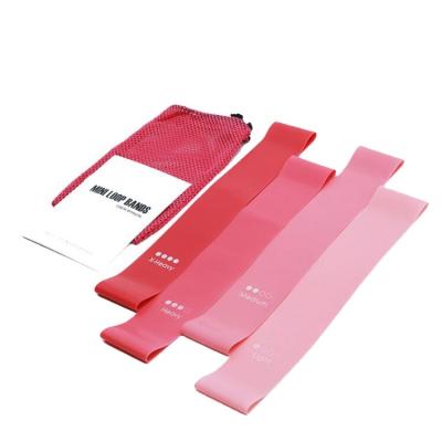 China Logo Custom High Stretch Women Hip Butt Thigh Band 600*50mm 4 Pcs Set pink Mini Loop Resistance Band for sale