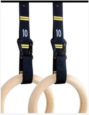 China Roman Ring Gymnastics 32mm Wooden Gym Rings Customized Durable Universal Wooden Ring Fitness Foldable Strap Wooden Drum Hoops for sale