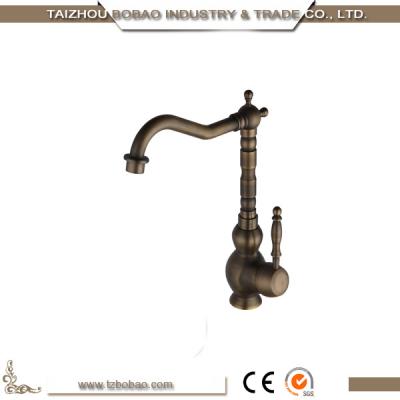China 89246F Fancy Modern Elegeance Shape Classic Design Antique Brass Kitchen Faucet Sink Tap With Good Braided Hose for sale