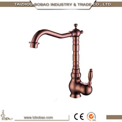 China 89246M Modern Elegeance Shape Classic Design Luxury Rose Gold Brass Kitchen Faucet Sink Tap With Good Braided Hose for sale