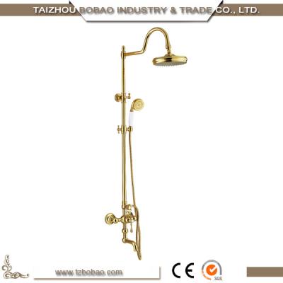 China 89036G European style High-end Comfortable Life Style Gold Brass Bathroom Shower Faucet set Ducha Grifo for sale