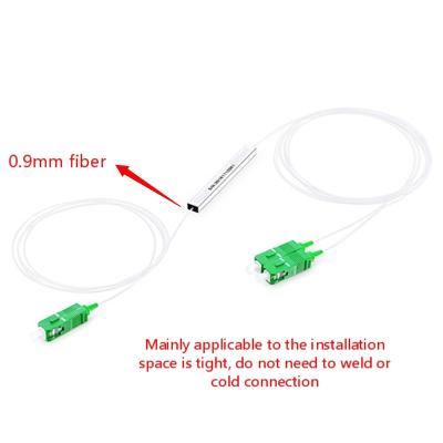 China Bare 1x2 PLC Splitter 250um SC APC Connector For FTTH FTTB FTTX Network for sale