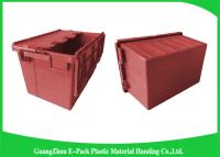 China Warehouse Nestable Plastic Tote Boxes / stackable bins with hinged lids for sale