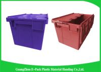 China Warehouse Nestable Plastic Tote Boxes / stackable bins with hinged lids for sale