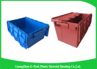 China Warehouse Nestable Plastic Tote Boxes / stackable bins with hinged lids for sale
