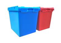 China 750*570*625MM Stack Attached Lid Container / Plastic Logistics Nesting Tote Box for sale