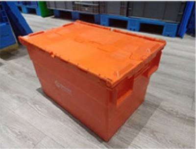 China Logistics Movable Plastic Attached Lid Containers Customized Logo for sale