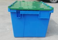 China Customization 35kg Loading Plastic Tote Box Attached Lid Container Stacking Nesting for sale