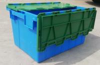 China Customization 35kg Loading Plastic Tote Box Attached Lid Container Stacking Nesting for sale