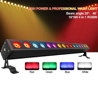 China 16x5W RGBW 4in1 LED DJ Wash Bar Light Wall Washer Disco Stage Light Equipment for sale