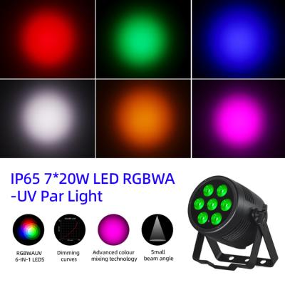 Cina LED Par Luci 6in1 Stage Uplights 7x20W RGBWA-UV DMX512 Controllo Luci DJ Outdoor Per Scenic Party Club Disco Eventi di matrimonio in vendita