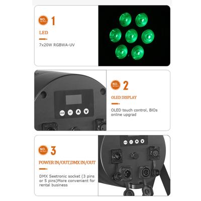 China Outdoor Waterproof LED Par Lights 7x20W RGBWA UV 6in1 LED Light DMX Control Stage Light DJ Equipment Disco Lighting for Party, Club, Bar, Wedding, Halloween Decorations for sale