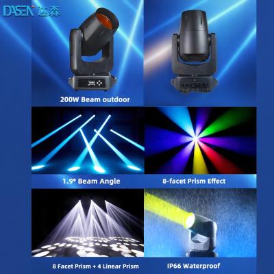 China New Model LED 200W With Eight-color wheel Effect Stage Light Beam Moving Head Light Dj Club Stage Event for sale
