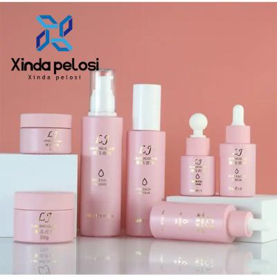 China 30ml 250ml Perfume Body Lotion Bottles With Pump Pink Luxury Skincare Cosmetic Packaging for sale