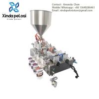 China Semi Automatic Desktop Plastic Pouch Sealing Machine,Spout Pouch Double Head Paste Filling Machine for sale