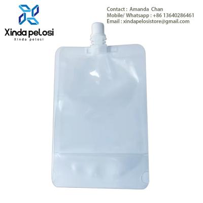 China Custom Designed Food Grade Environmental Transparent  Stand Up Pouch With Spout For Drink Juice Bag for sale