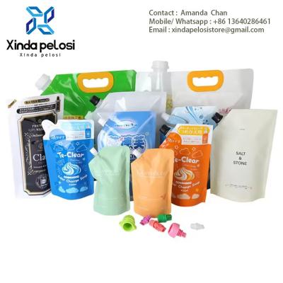 China Custom Collapsible Water Bottles  Packaging Standing Pouch Reusable Foldable Drinking Water Bags for sale